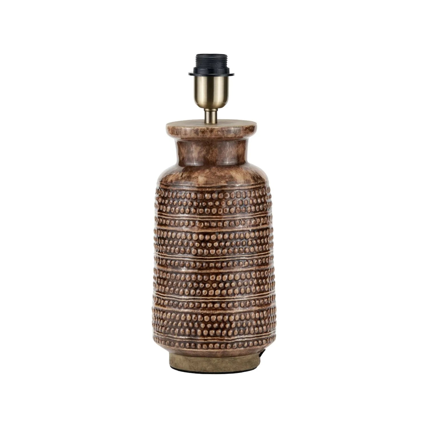 Rustic Rich Brown Glazed Artisan Ceramic Table Lamp Base with Dot Desi ...