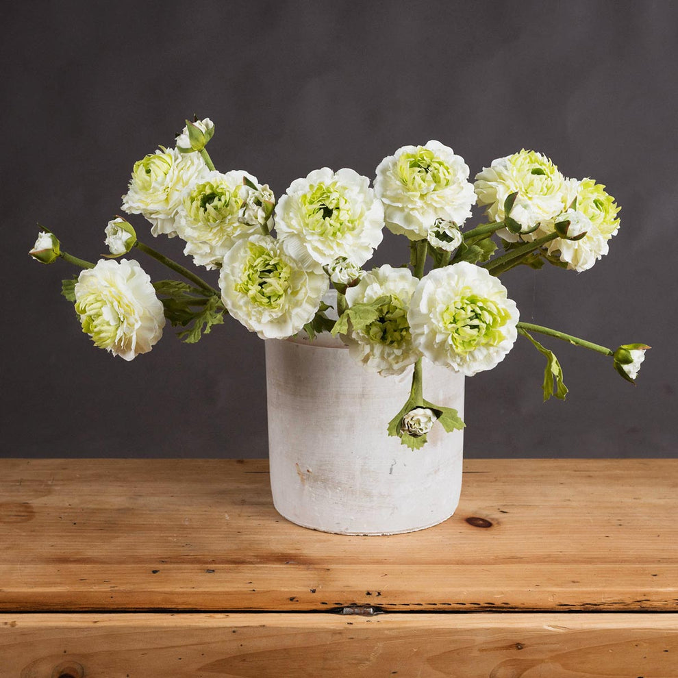Artificial Green Ranunculus Spray – Realistic Faux Flowers – Click Style