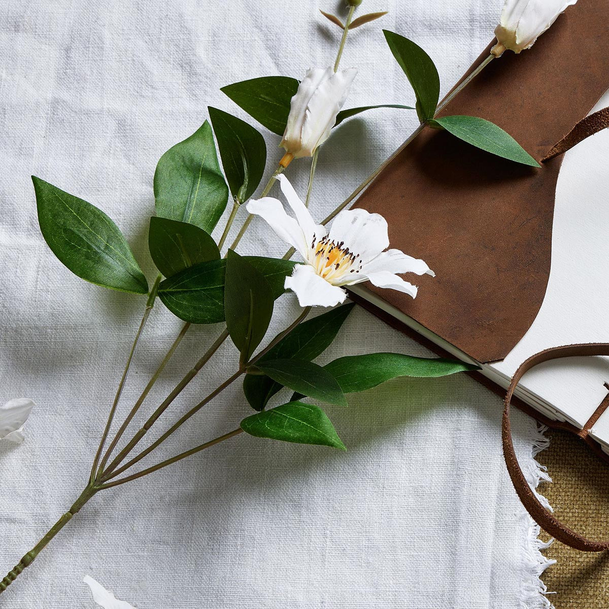 Artificial White Florida Clematis Stem – Realistic Faux Flowers – Click ...